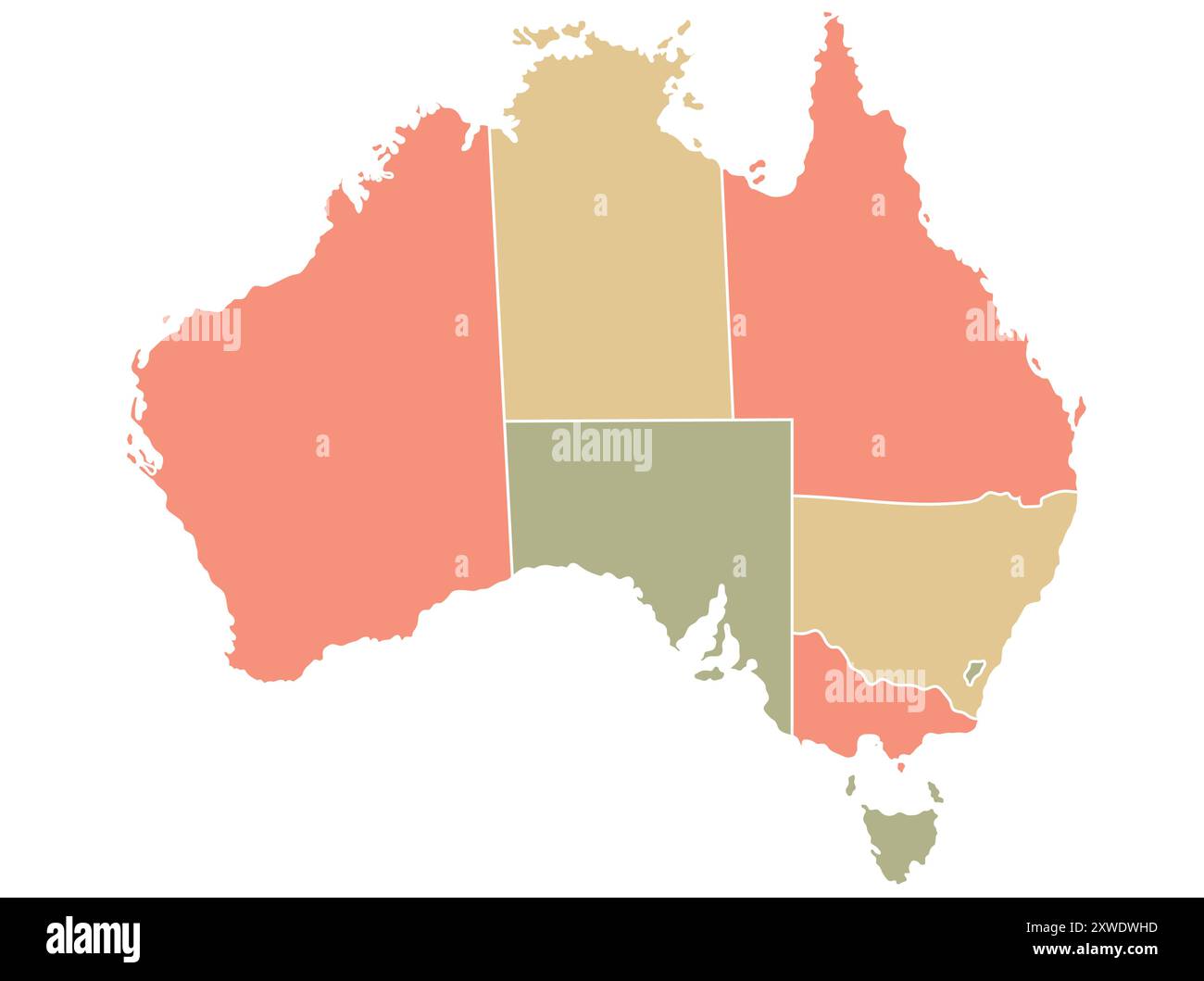 Map of Australia by region in different colors. Vector illustration ...