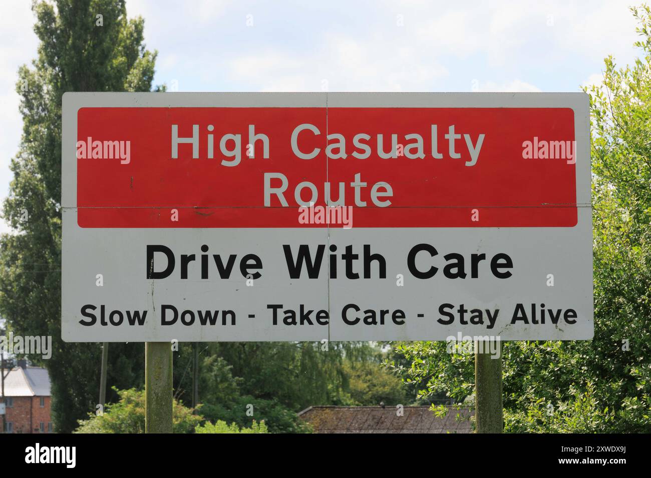 13th August 2024 High Casualty route warning sign Stock Photo - Alamy