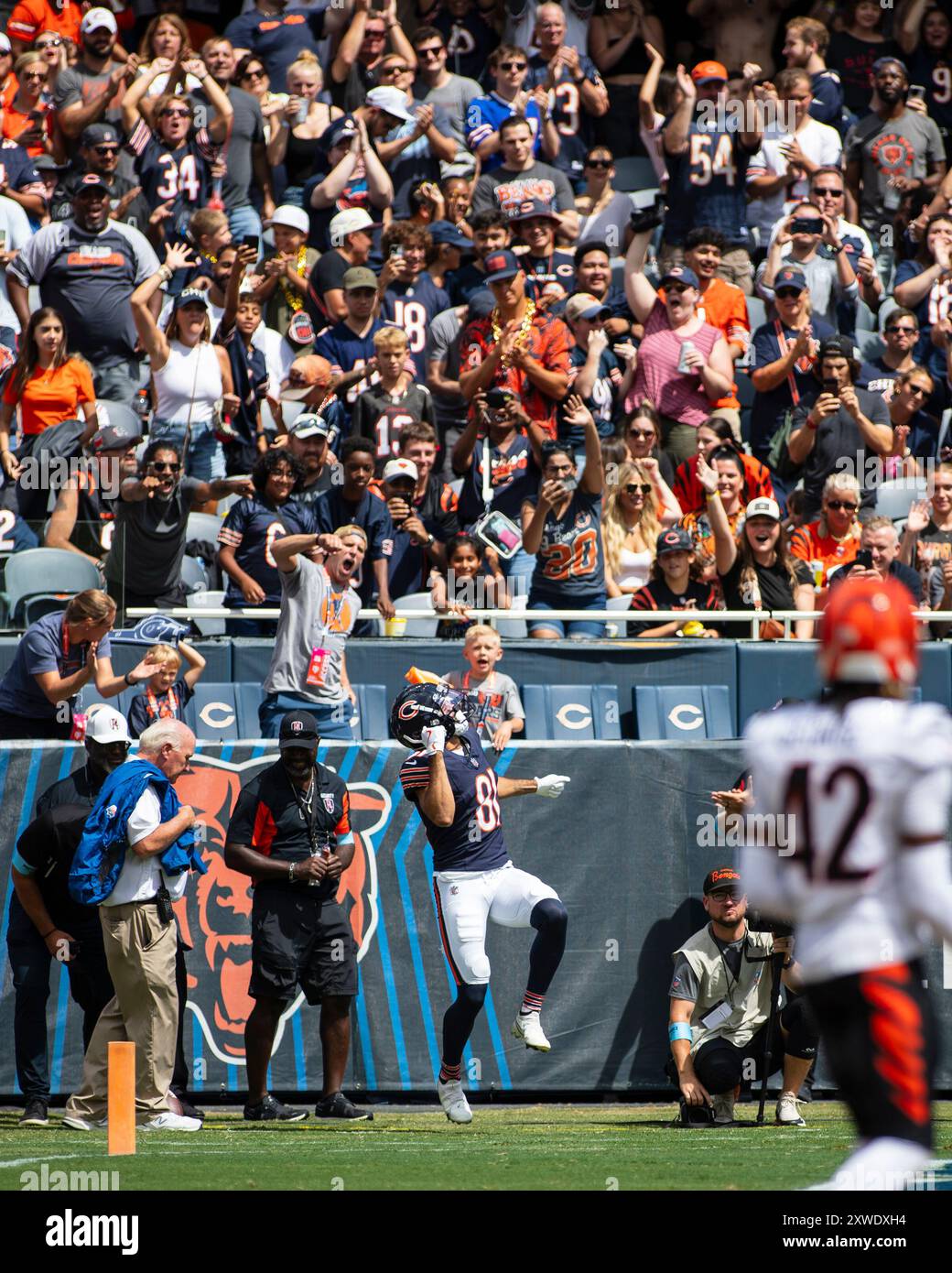 August 17, 2024: Chicago Bears #81 Dante Pettis celebrates his ...