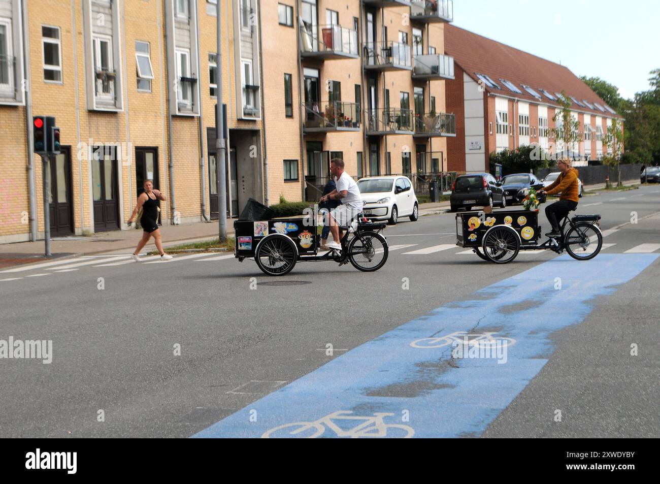 Copenhagen/ Denmark/19 August 2024/ Cargo bikes are very popular in ...