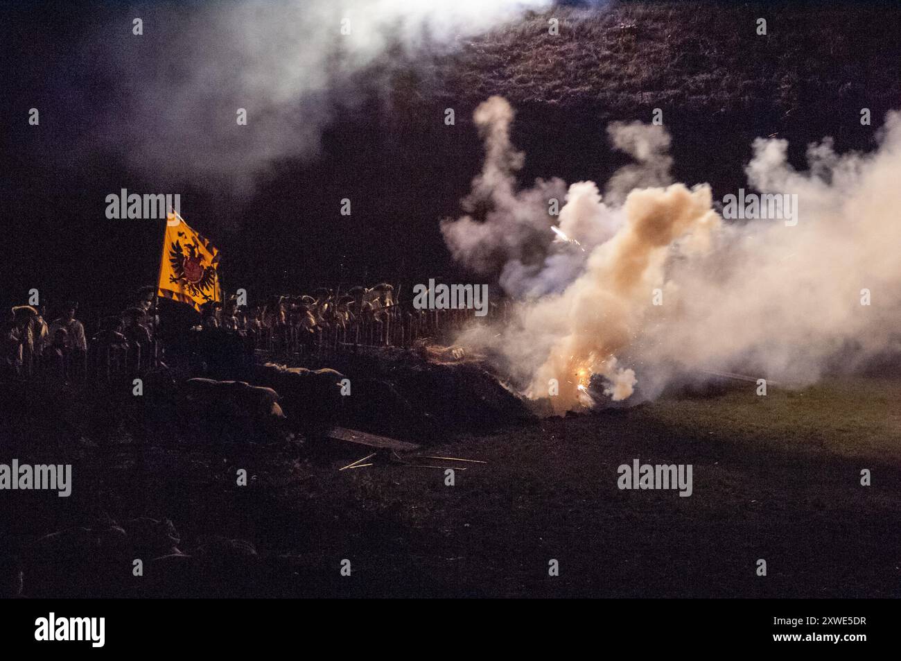 reconstruction of an old battle from the Austro-Hungarian period in an ...