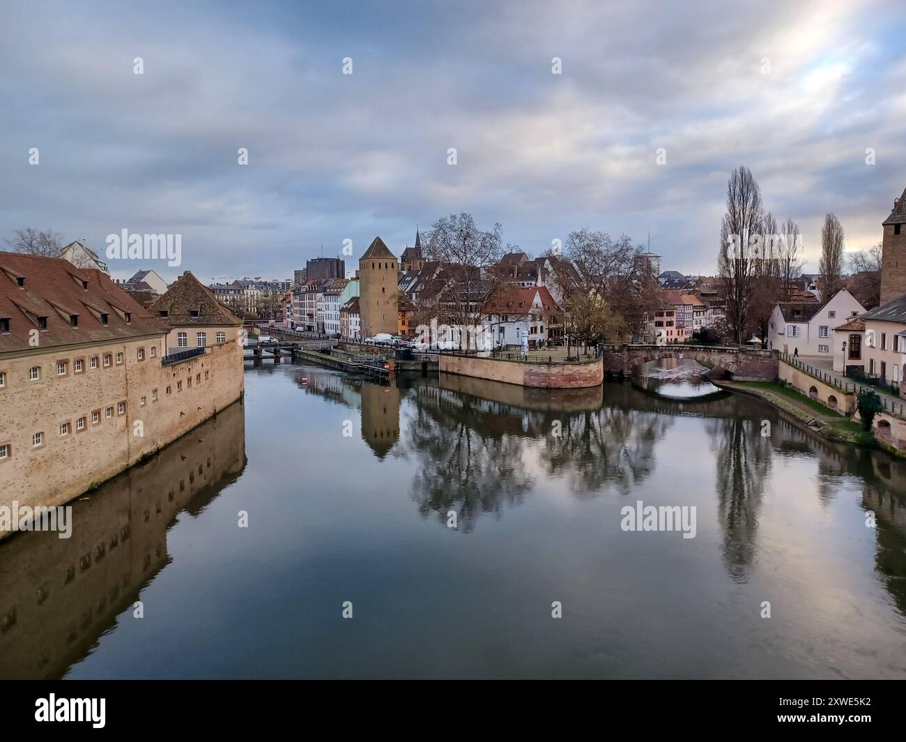 Strasbourg. Bridges and towers built in the 13th century. View from the ...