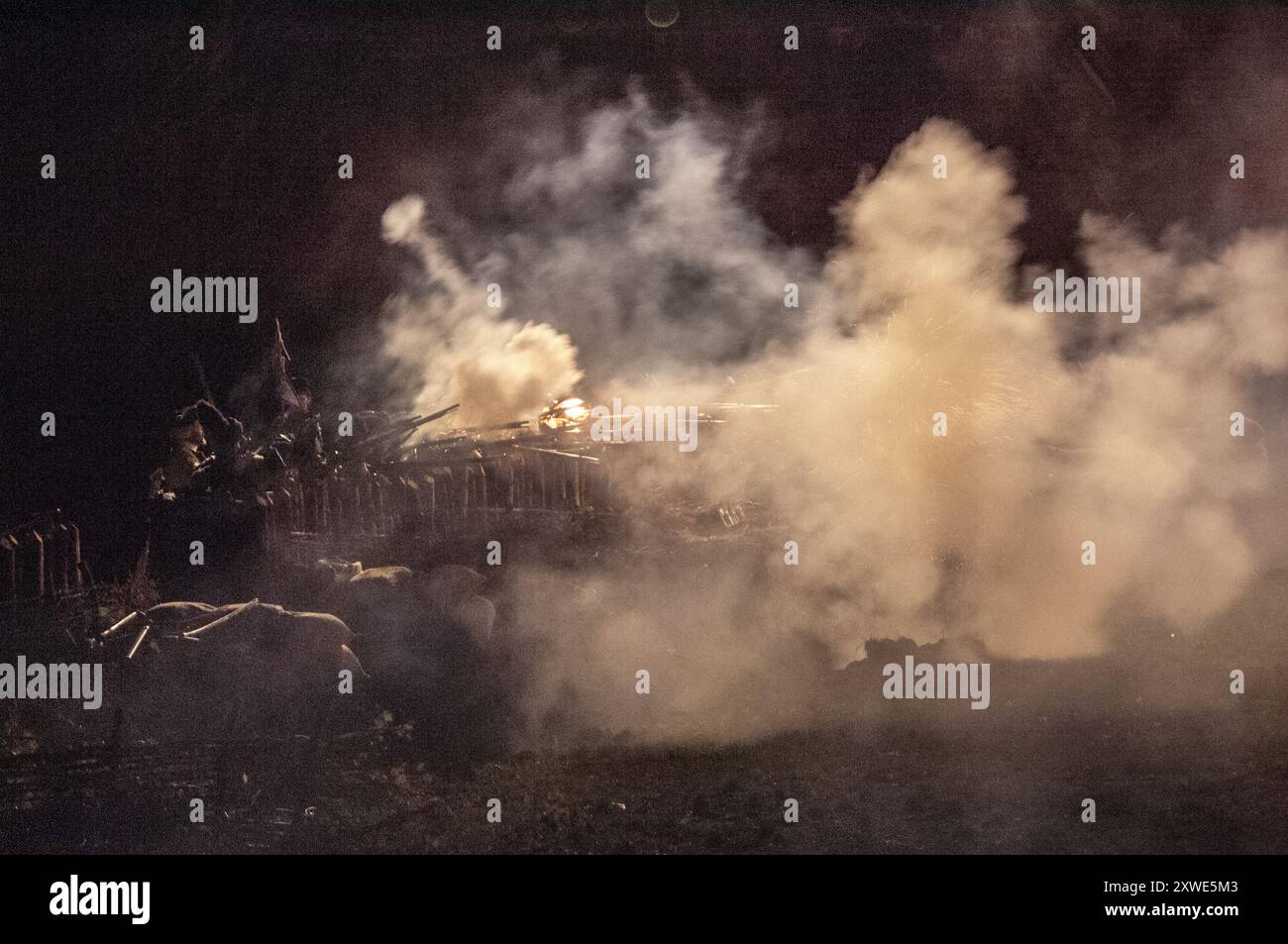 reconstruction of an old battle from the Austro-Hungarian period in an ...
