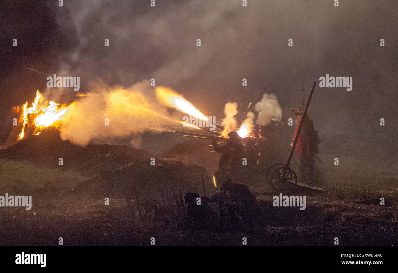 reconstruction of an old battle from the Austro-Hungarian period in an ...