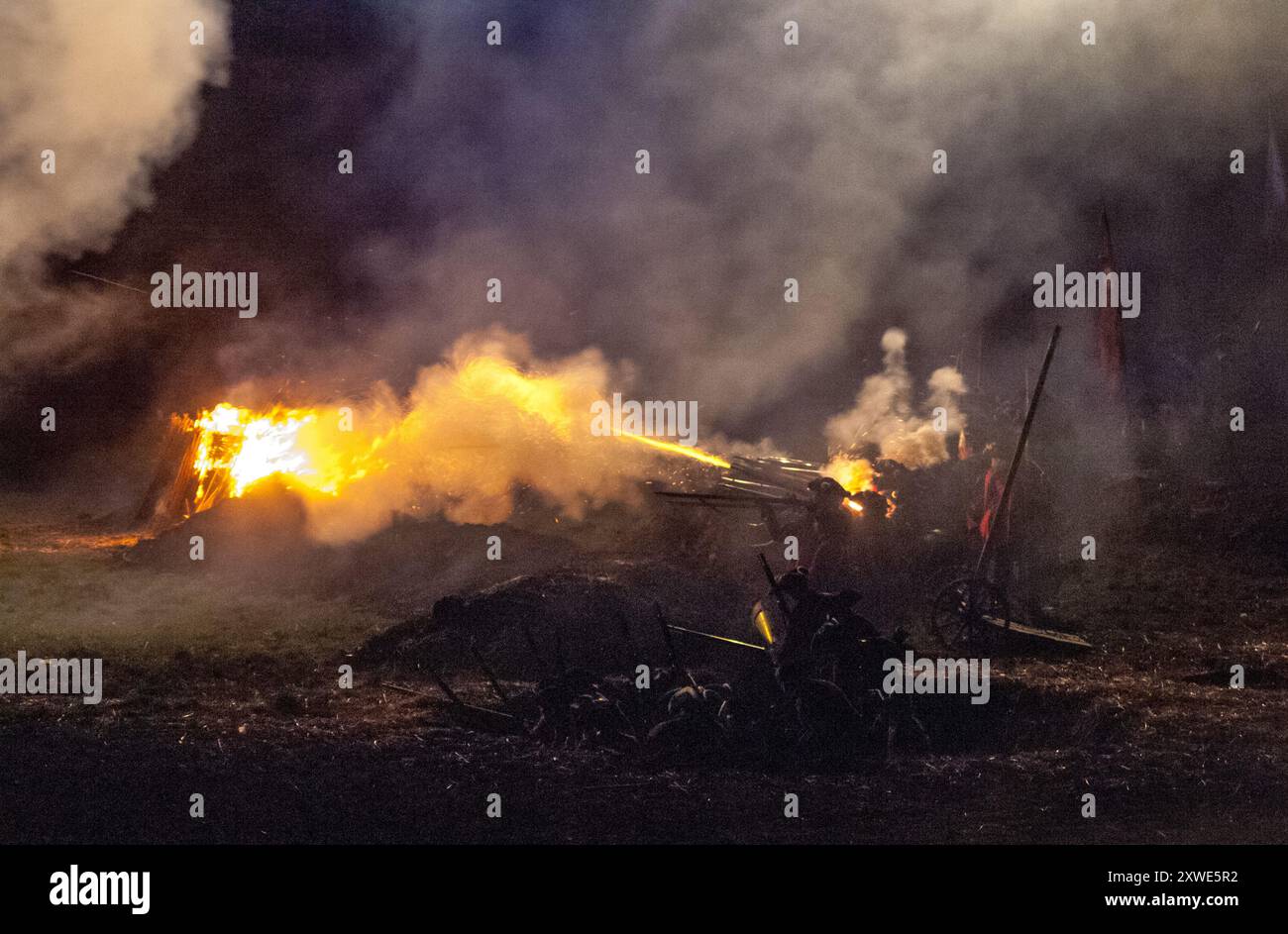 reconstruction of an old battle from the Austro-Hungarian period in an ...