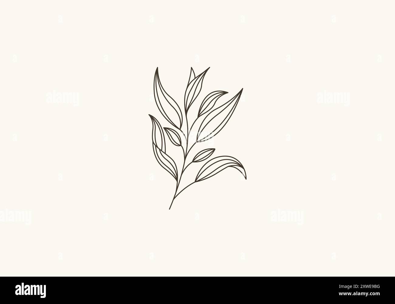 Logo Botanical Leaf and Vines Line Minimalist, Floral Logo Modern and Simple. Editable File ...