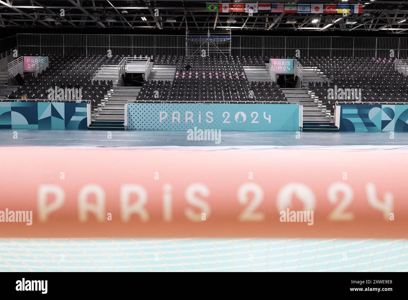 Paris, France. 19th Aug, 2024. Paris 2024 Logo. View of the Goalball ...