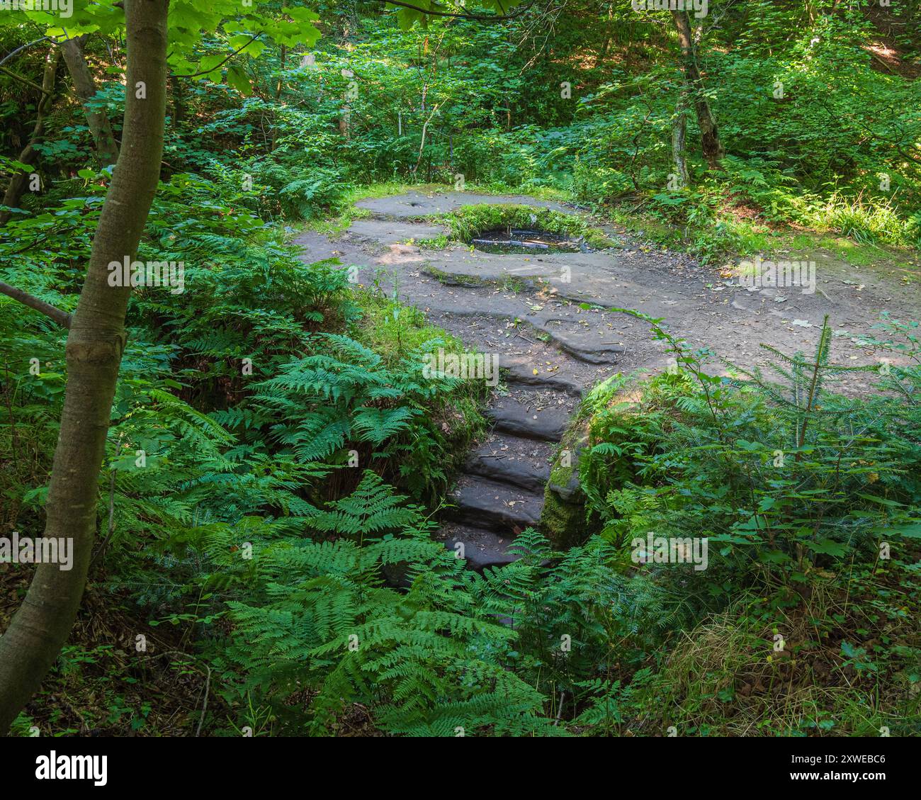 The Altar Stone which has a footprint embedded into it. With stairs ...
