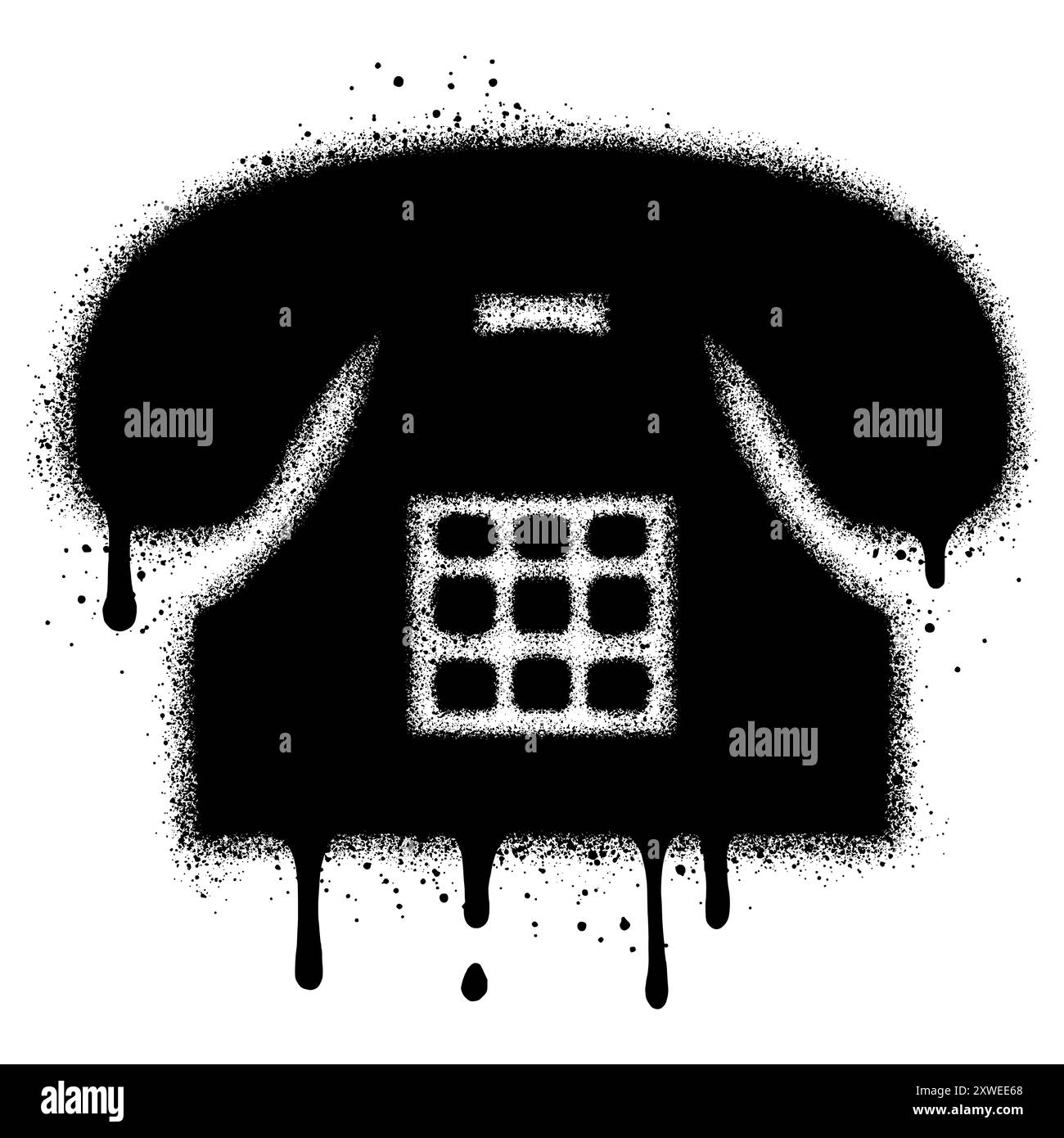 Spray Painted Graffiti phone icon Sprayed isolated with a white ...