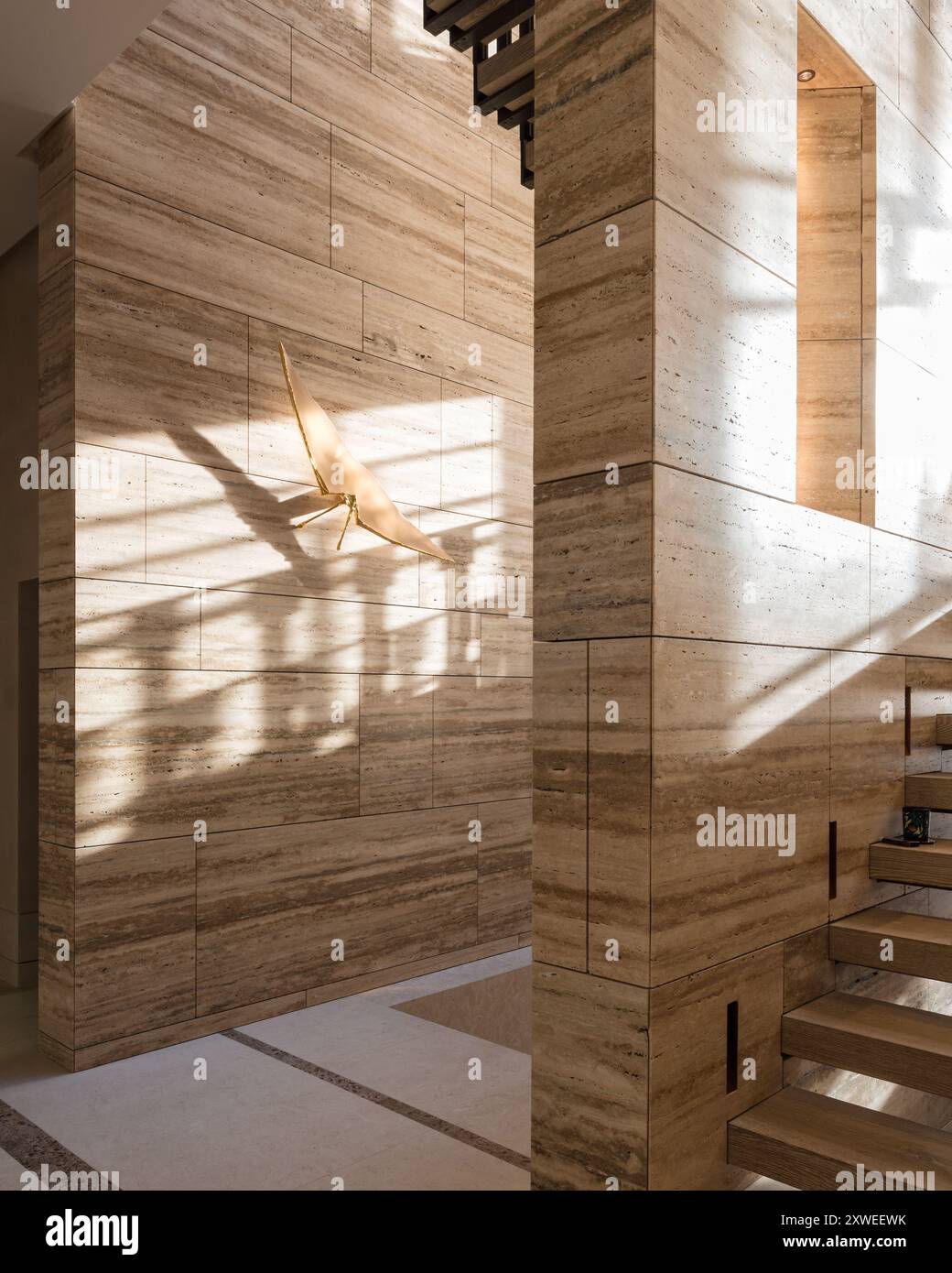 Sunlight and shadows in entrance of luxury modern British home in ...