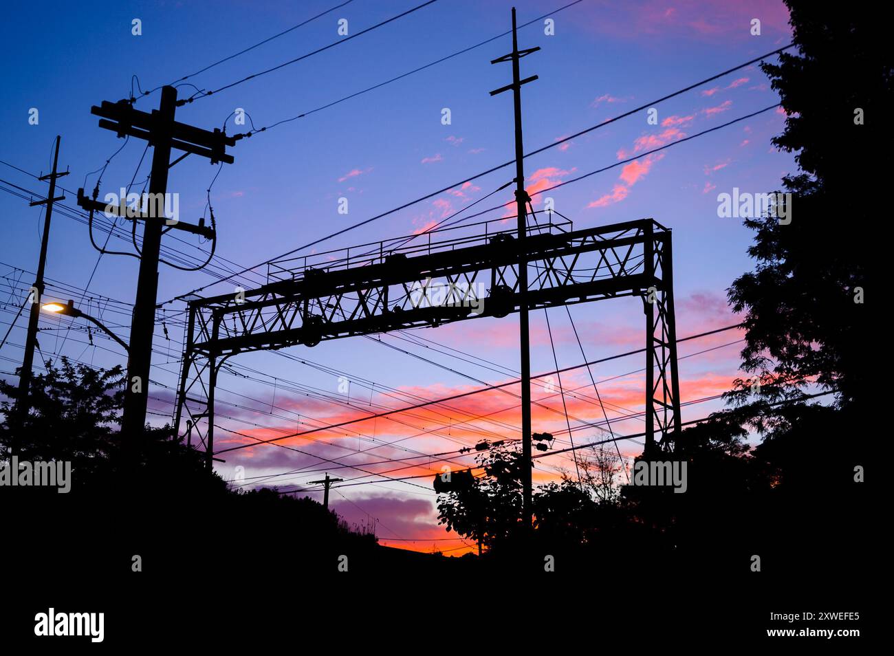 Amtrak signal bridge Stock Photo - Alamy