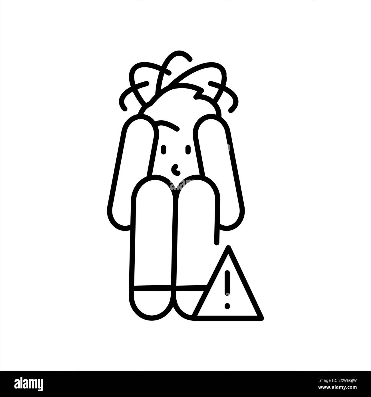 Panic disorder line black icon. Sign for web page, mobile app, button ...