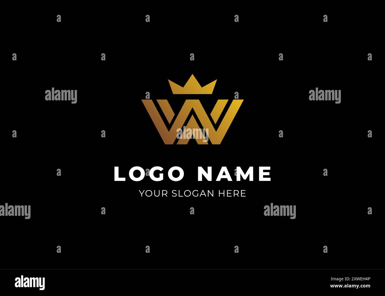 Logo W Line and Crown Gold, Modern Minimalist and Luxury Logo Design ...
