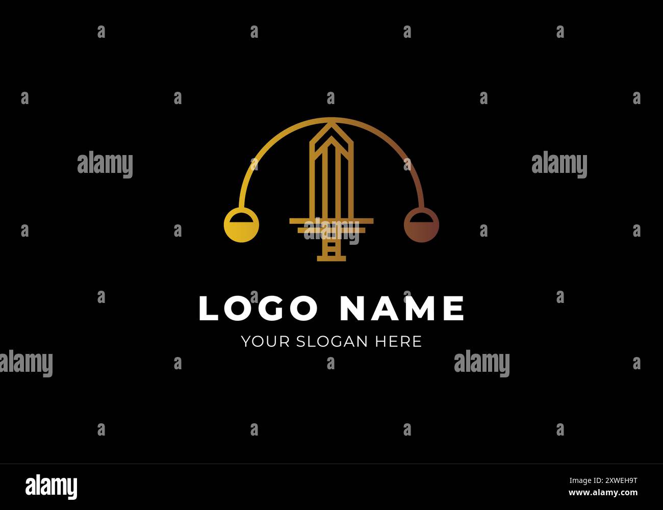 Logo Sword and Balance Law Firm Gold, Modern Luxury and Minimalsit Logo ...