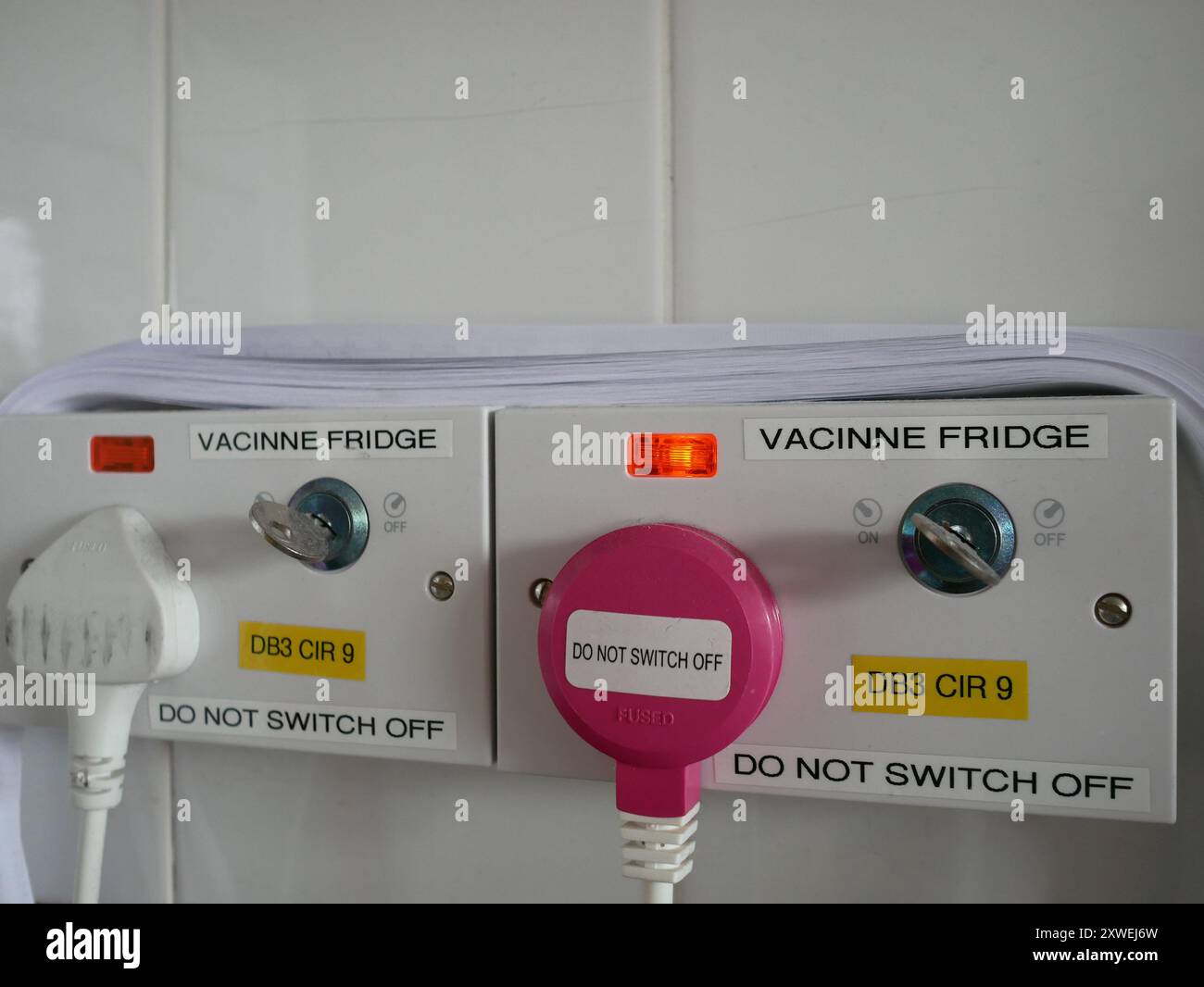 Electrical power supply sockets for a vaccine fridge in a medical ...