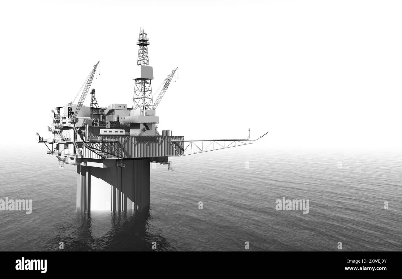 Oil rig sea in Black and White Stock Photos & Images - Alamy