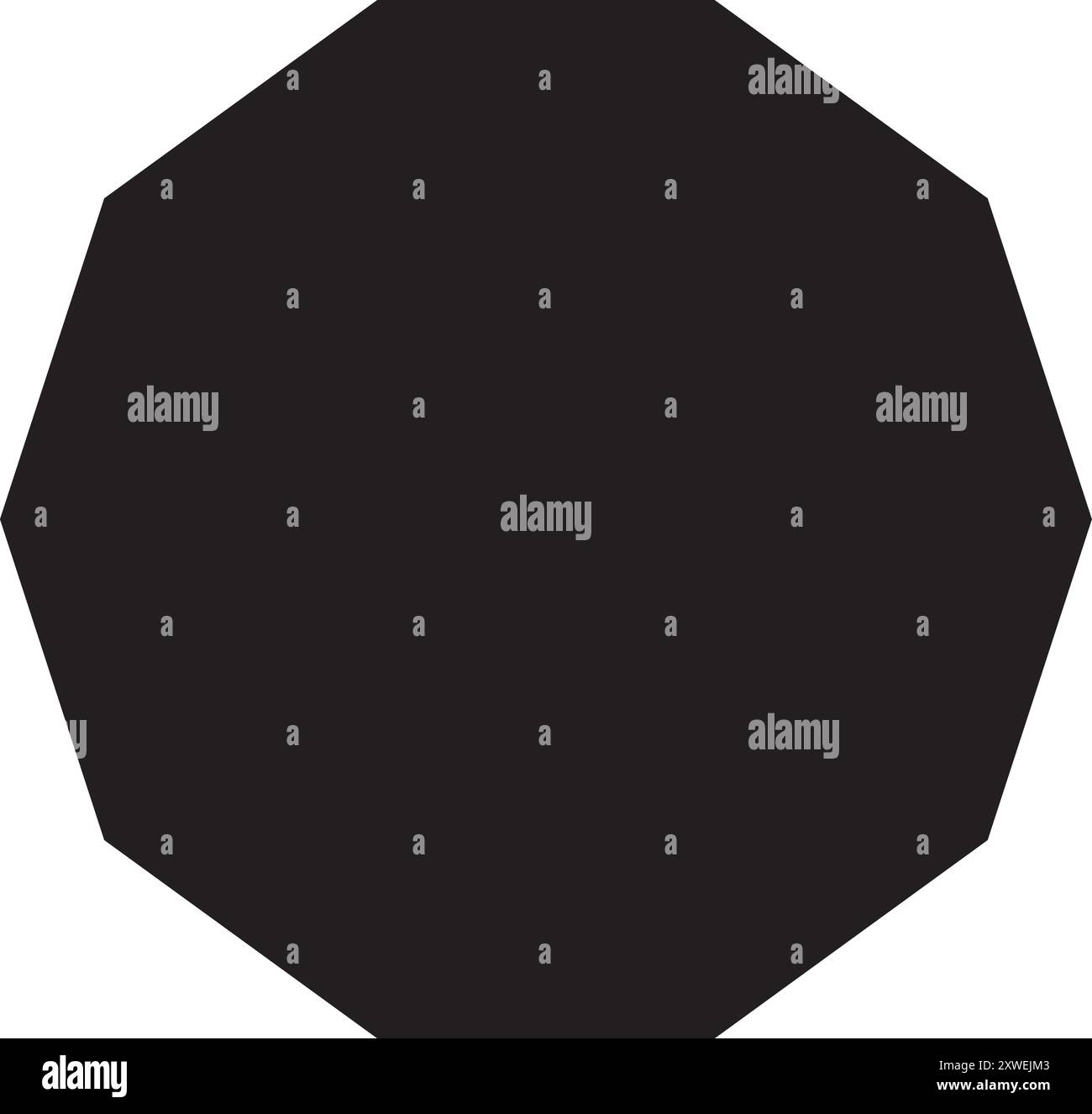 Decagon vector shape, isolated black colored object, white background ...