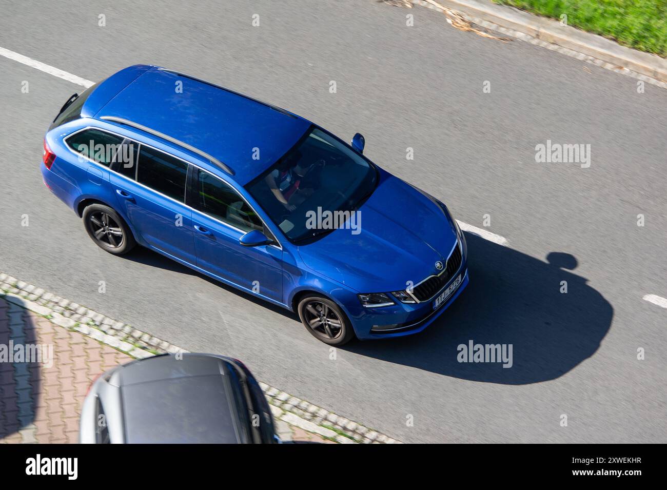 OSTRAVA, CZECH REPUBLIC - JUNE 12, 2024: Blue Skoda Octavia Combi ...