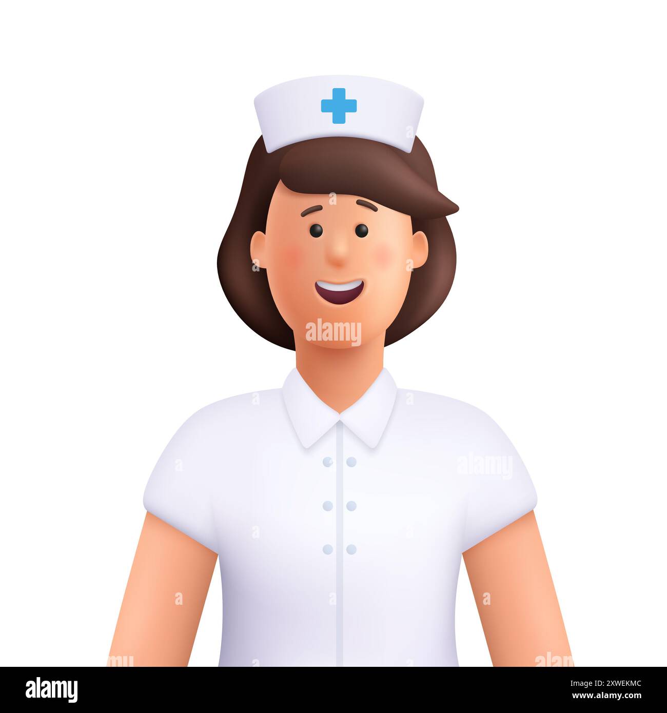 Female nurse in white uniform with medical cross symbol. Medicine and ...