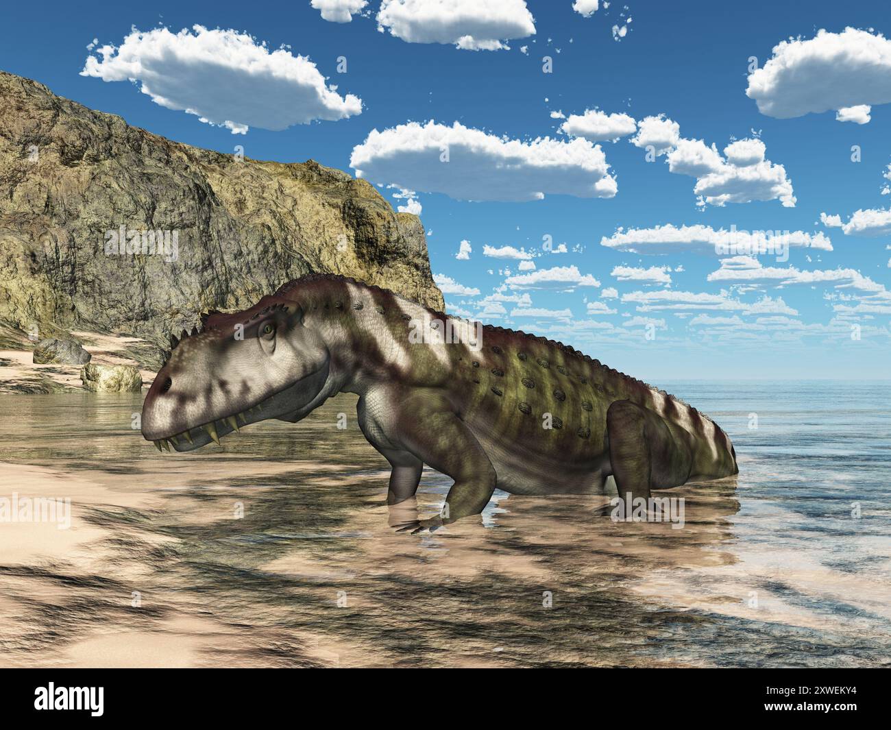 Archosaur Prestosuchus in a coastal landscape Stock Photo - Alamy
