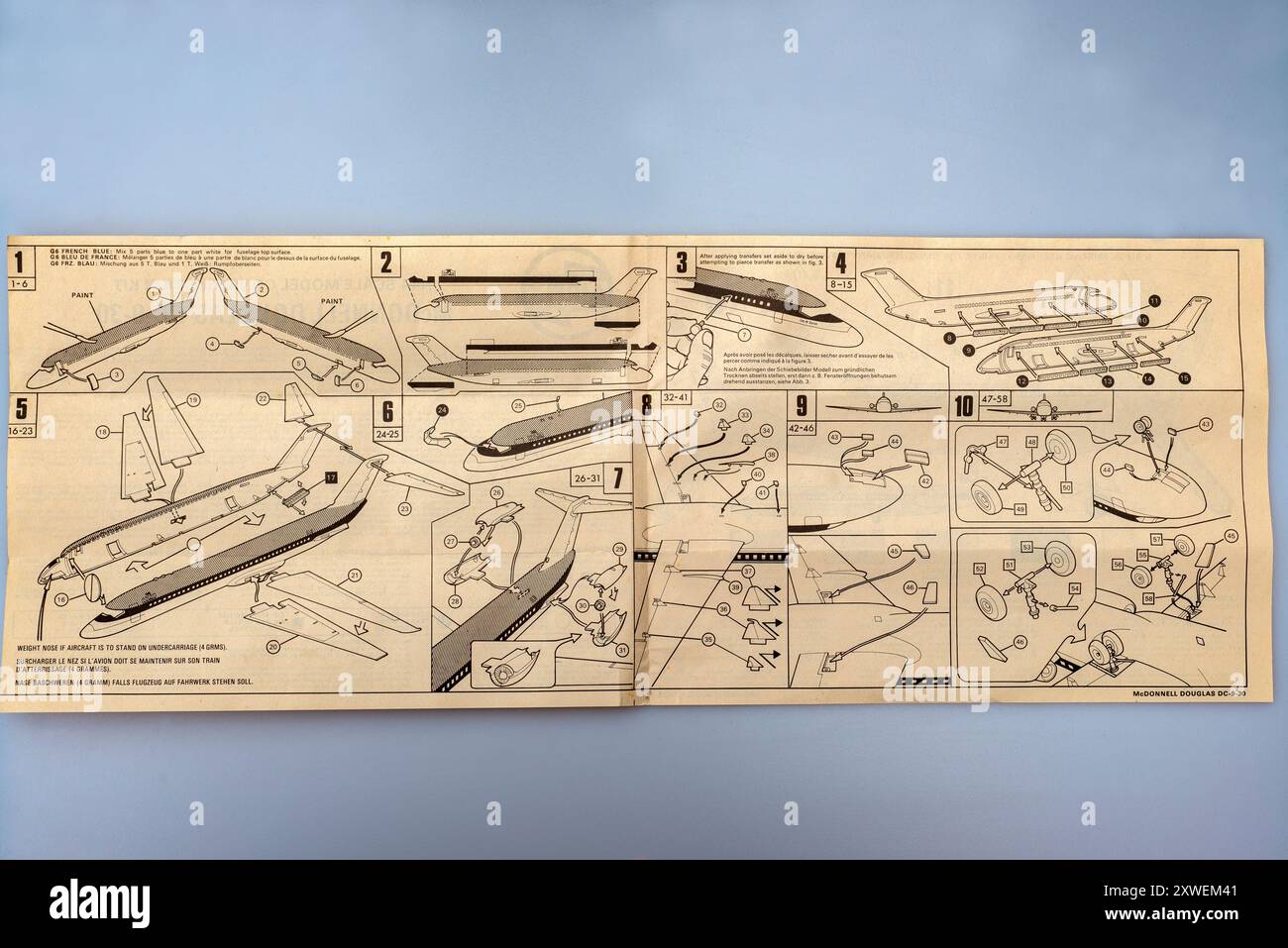 Airfix McDooell Douglas DC-9 model kit instructions Stock Photo - Alamy