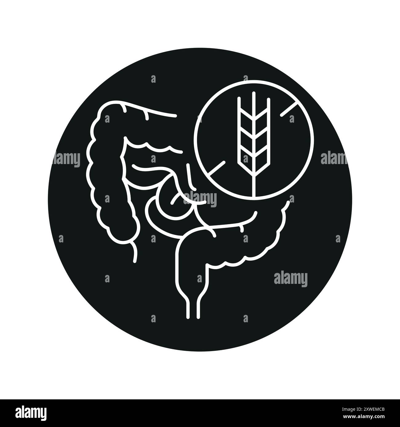 Celiac disease line black icon. Human disease sign for web page, mobile ...