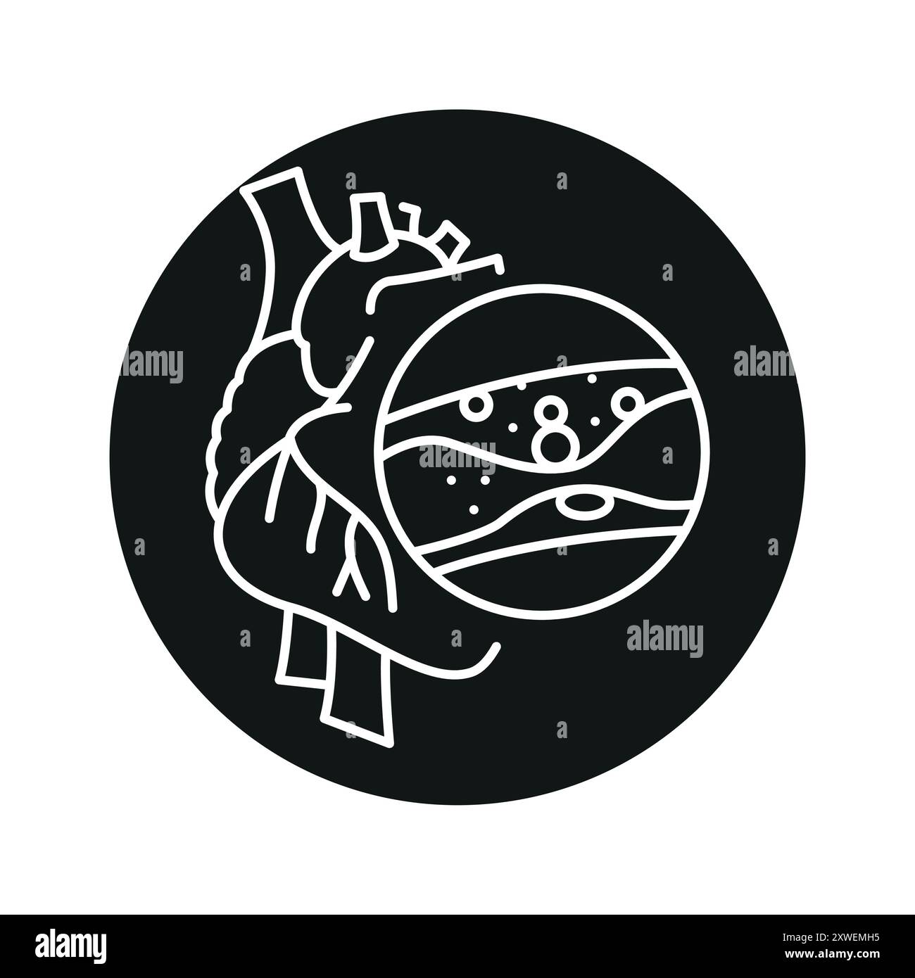 Coronary heart disease line black icon. Human disease sign for web page ...