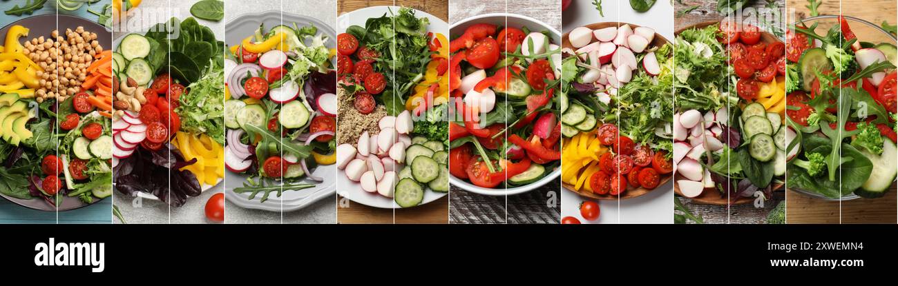 Assortment of vegetarian foods, collage. Banner design Stock Photo - Alamy