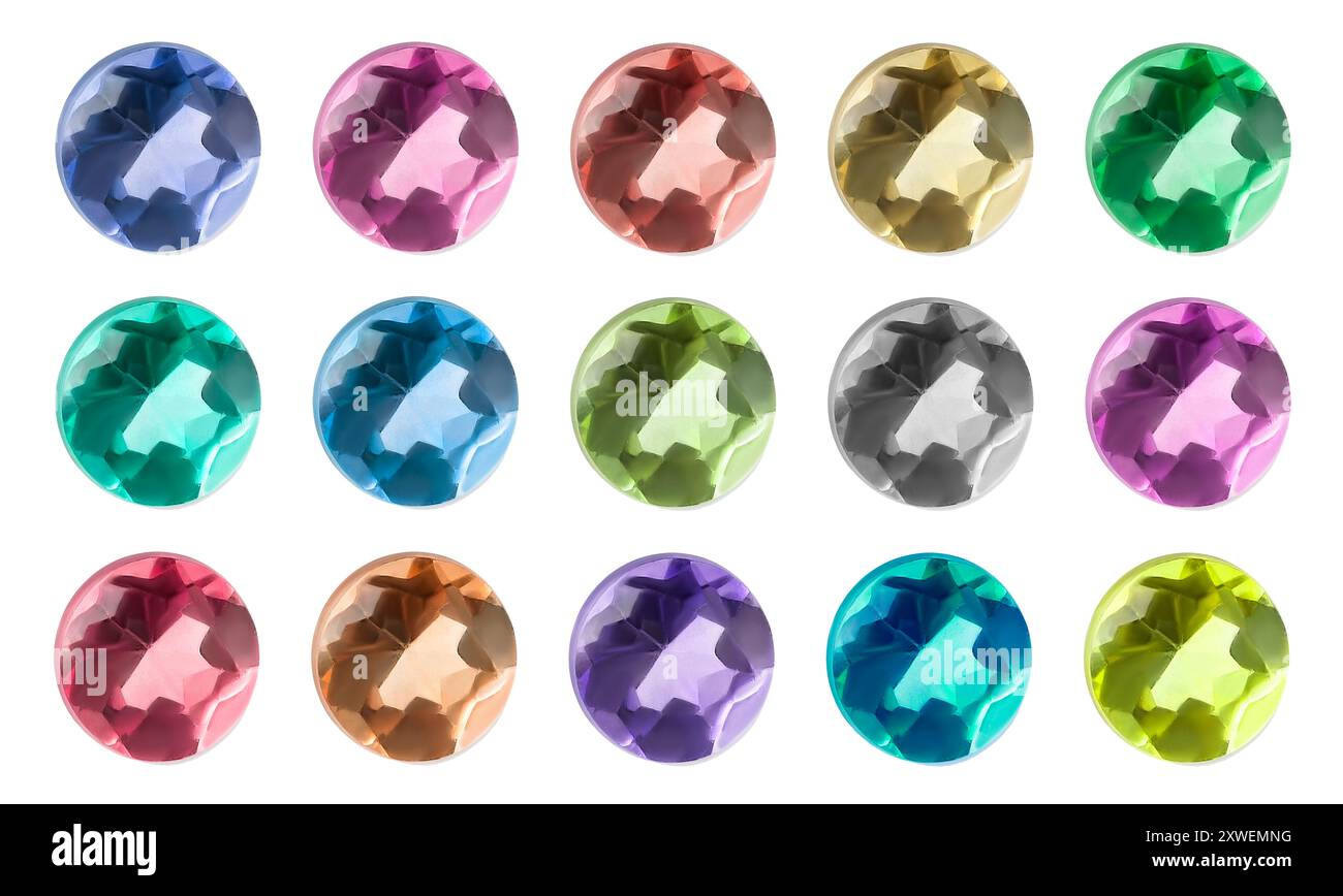 Many different gemstones isolated on white, set Stock Photo - Alamy