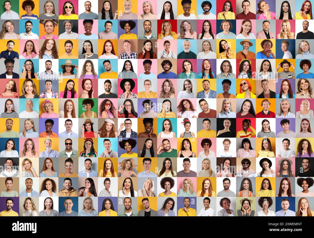 Many people of different races and ages. Collage of portraits Stock ...
