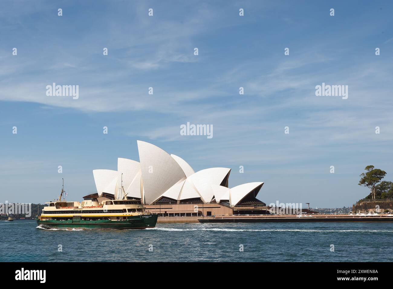 Freshwater class ferry passing in front of Sydney Opera House Australia ...