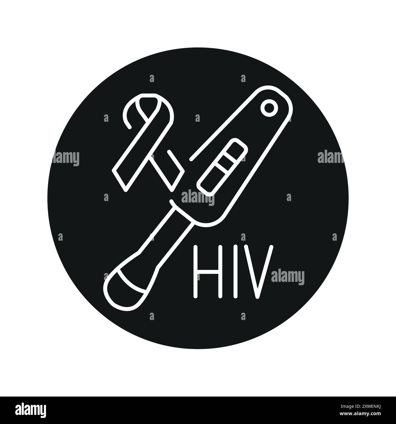 HIV test line black icon. Human disease sign for web page, mobile app ...
