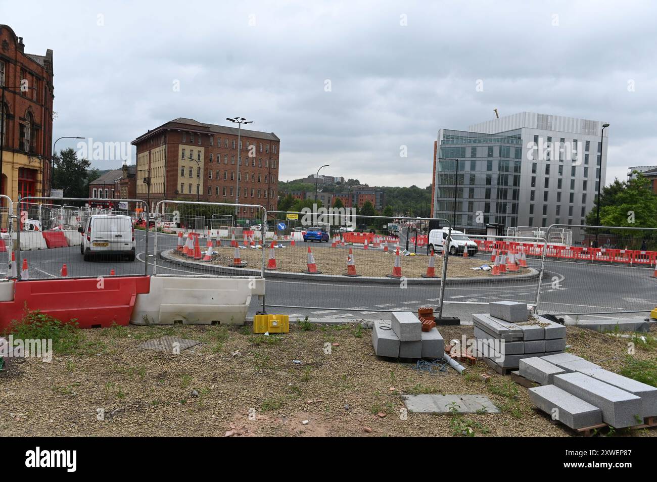 Dutch style roundabout in Sheffield under construction at West Bar ...