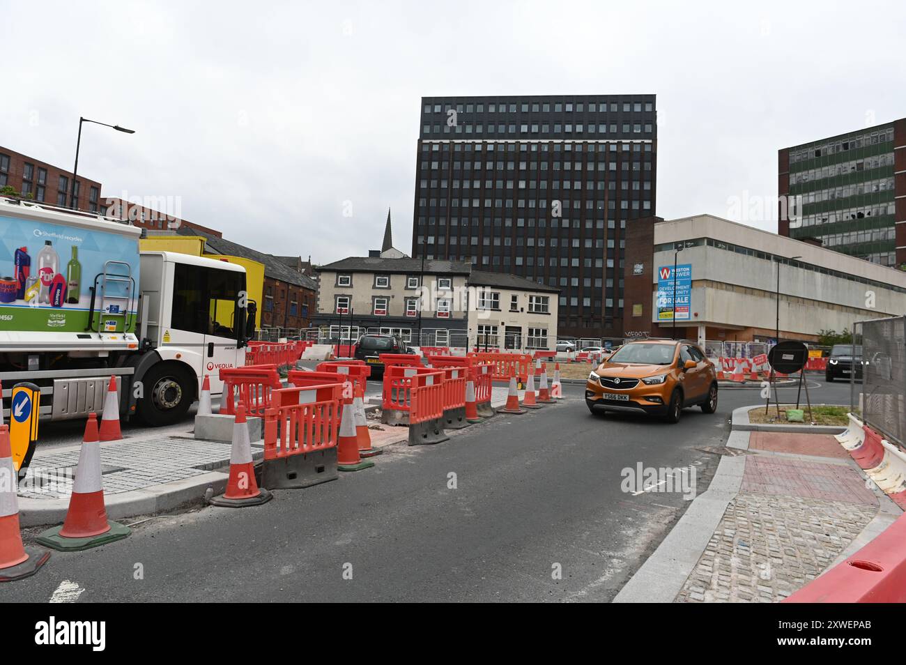 Dutch style roundabout in Sheffield under construction at West Bar ...