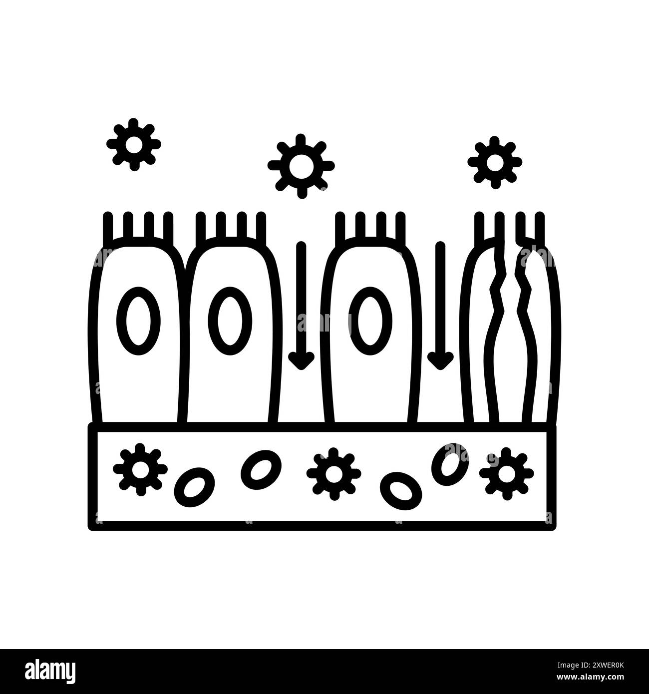 Leaky gut line black icon. Diseases of gastrointestinal tract.Sign for ...