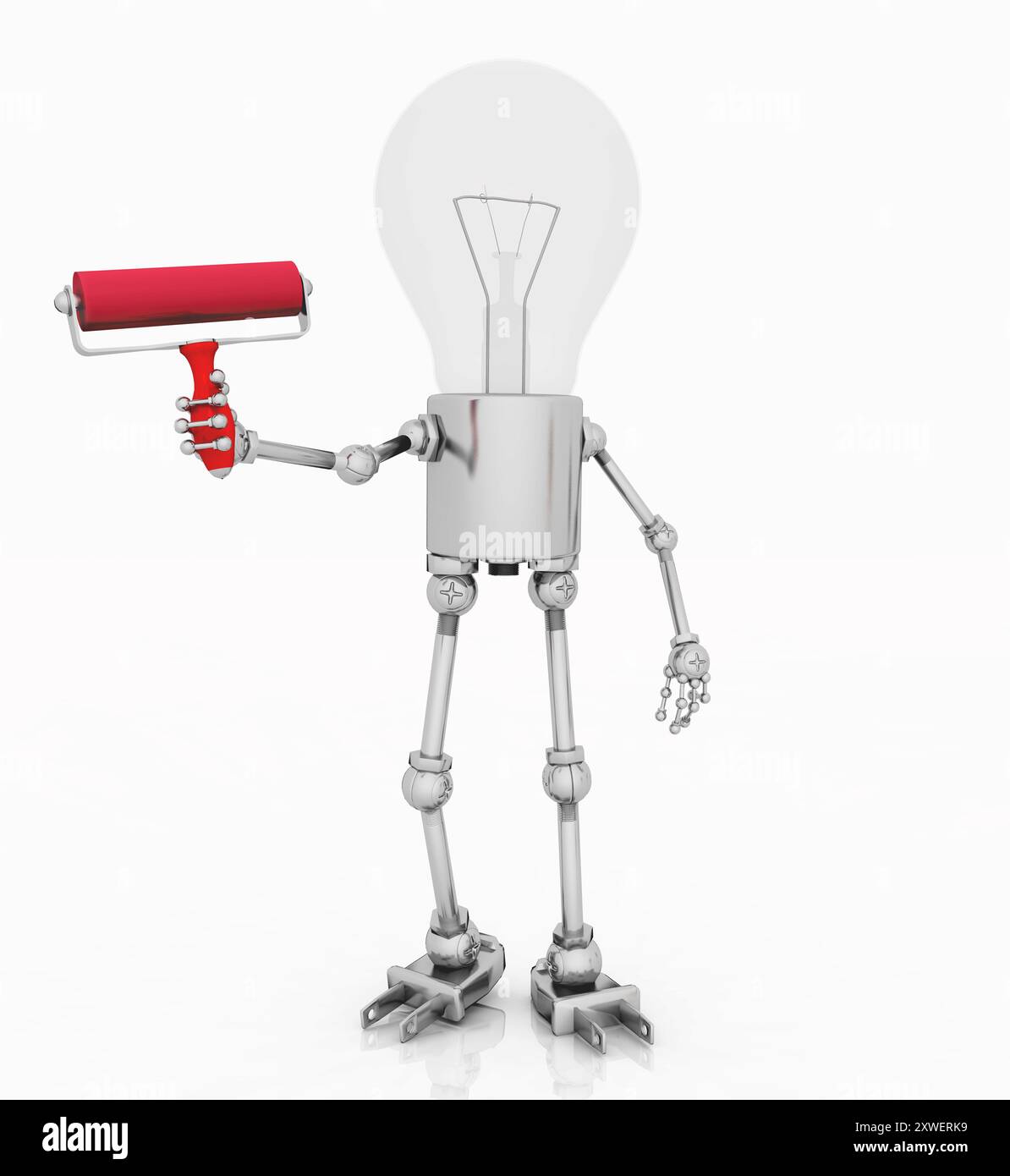 Light bulb figure with a red hand roller Stock Photo - Alamy