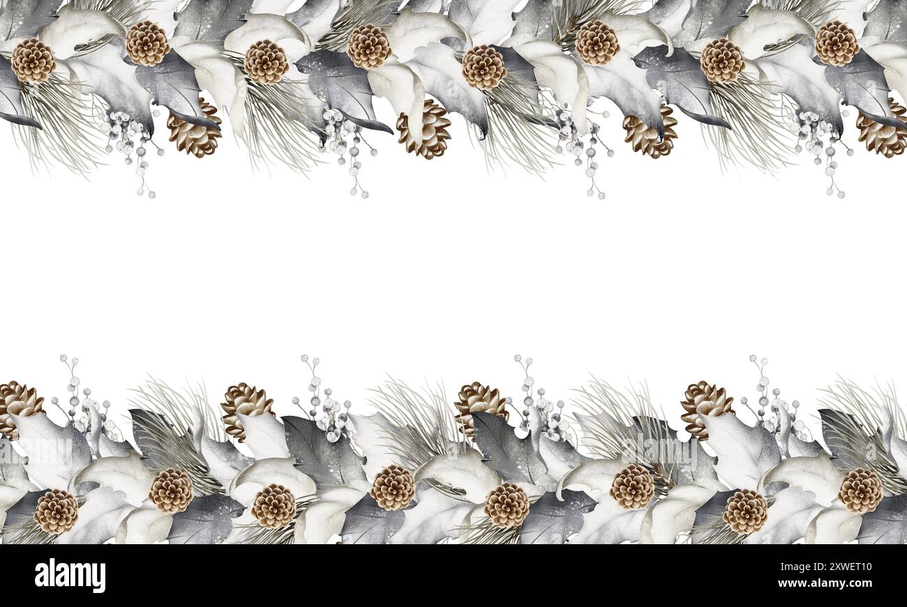 Watercolor border botanical holly hi-res stock photography and images ...