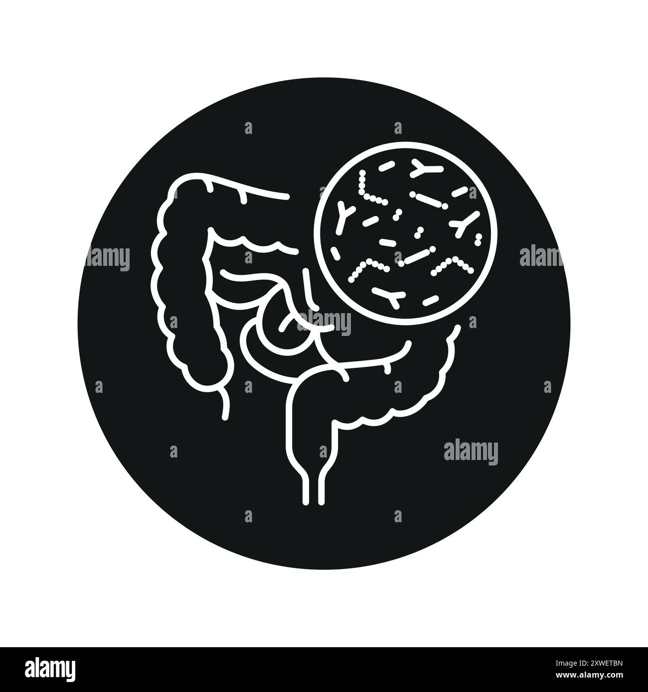 Gut microbiome line black icon. Intestine microbiota. Sign for web page ...