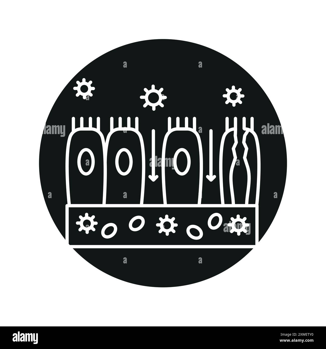 Leaky gut line black icon. Diseases of gastrointestinal tract.Sign for ...