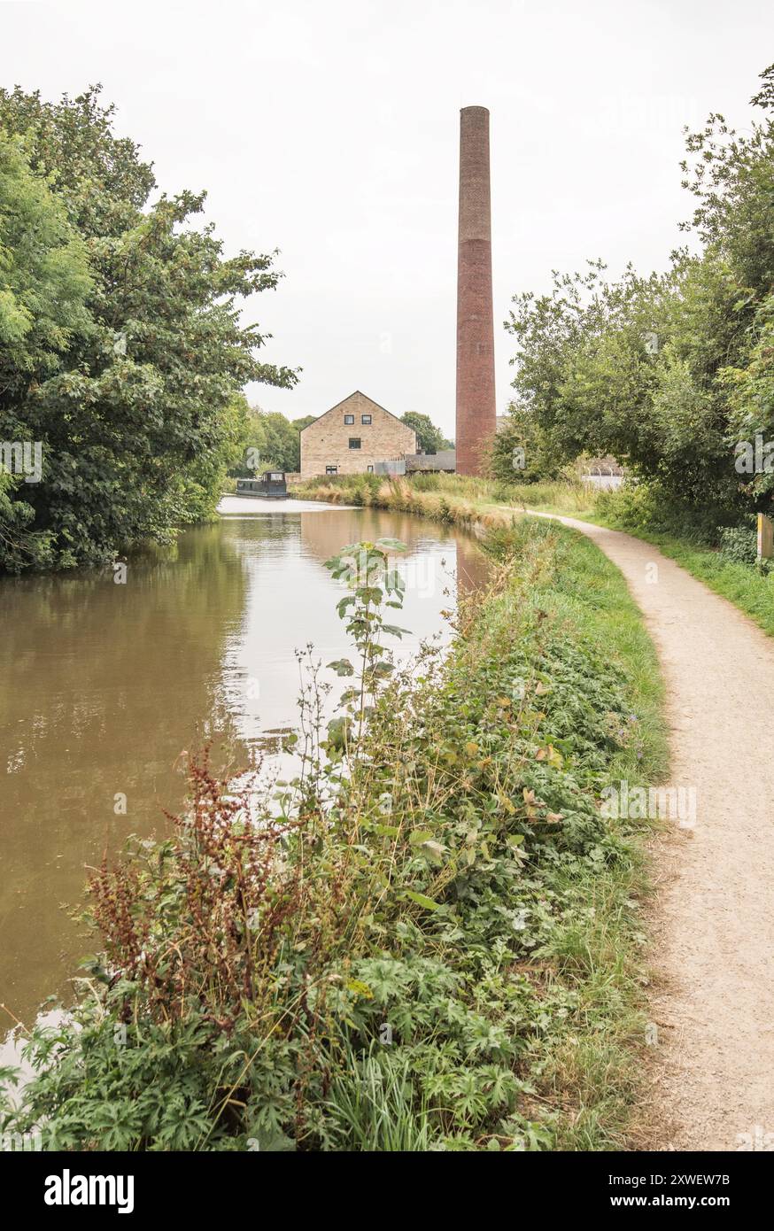 Brick-built mill chimney, a relic from Skipton's industrial past ...