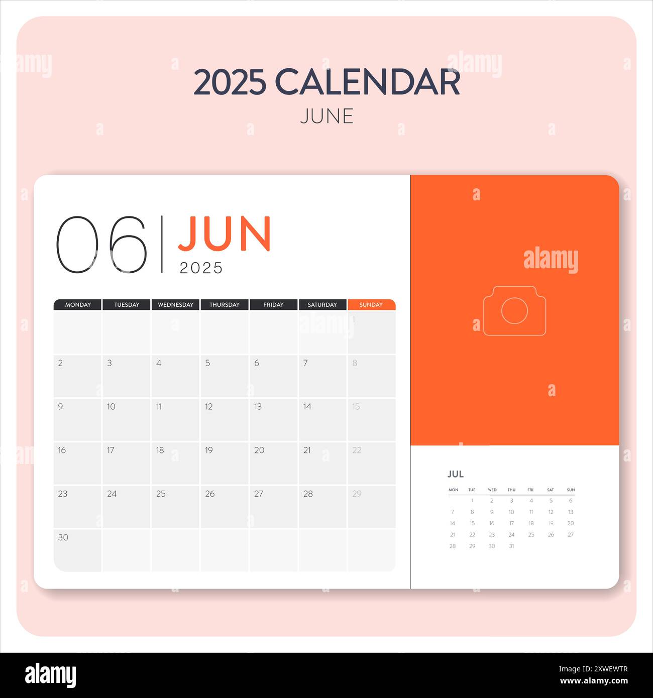 Calendar June 2025 template vector. Desk, wall calendar for print ...