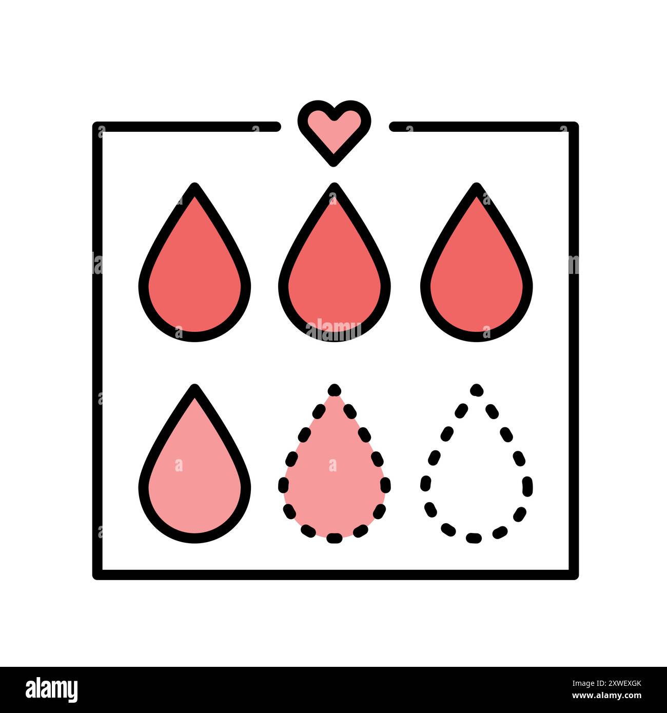 Menstrual drops line black icon. Sign for web page, mobile app, button ...