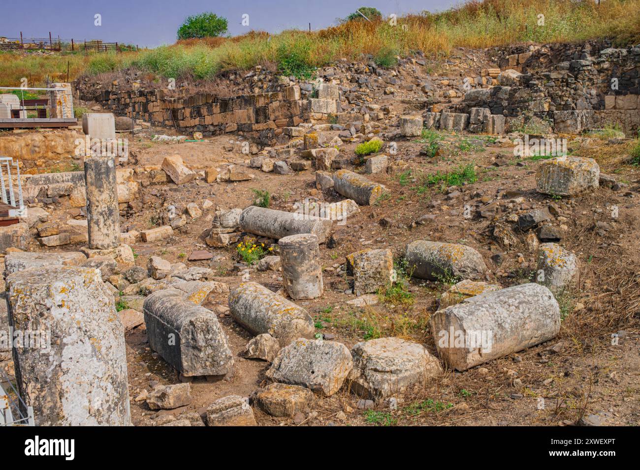 The ancient ruins of the Arbel Synagogue in Israel, showcasing ...