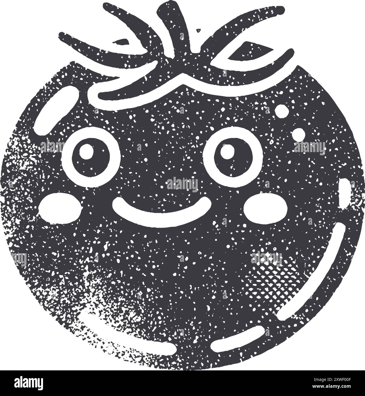 Grunge-Style Tomato Smiling Vegetable Character with Texture, Rough ...