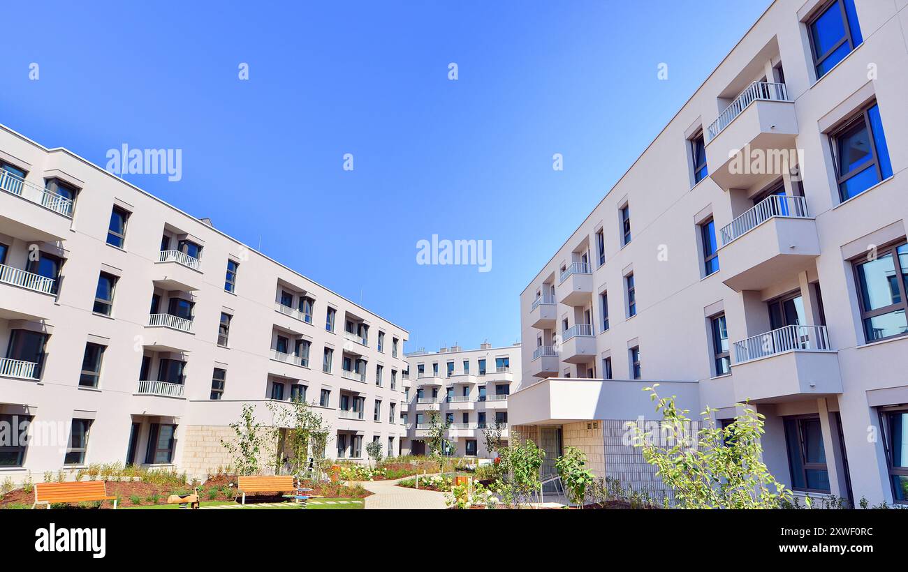 Modern architecture of urban residential apartment buildings on a sunny ...