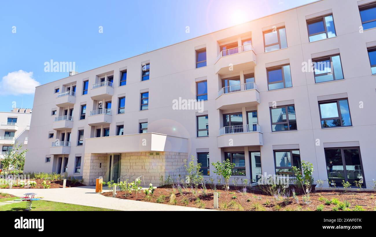 Modern architecture of urban residential apartment buildings on a sunny ...