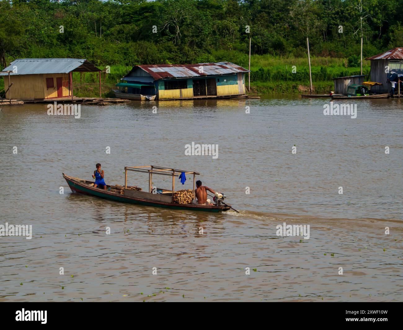Amazonia, Peru, December - 2017: Water transport in the Amazon ...