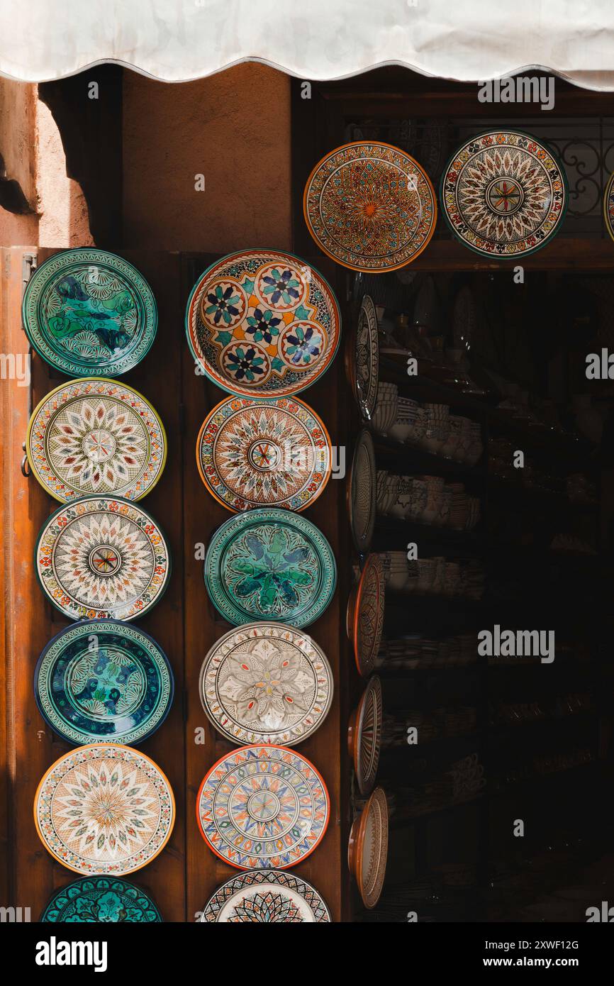 A collection of hand painted traditional Moroccan decorative plates ...