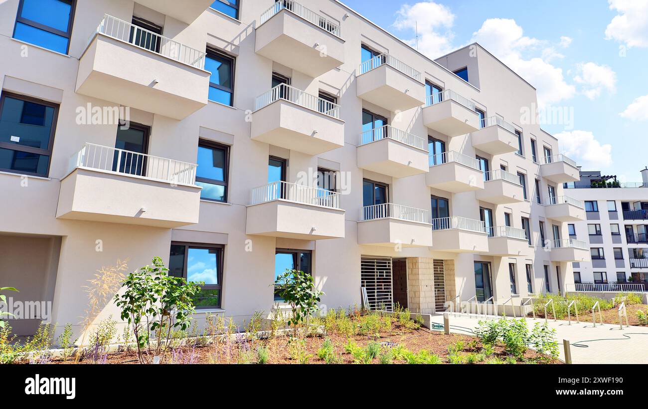 Modern architecture of urban residential apartment buildings on a sunny ...