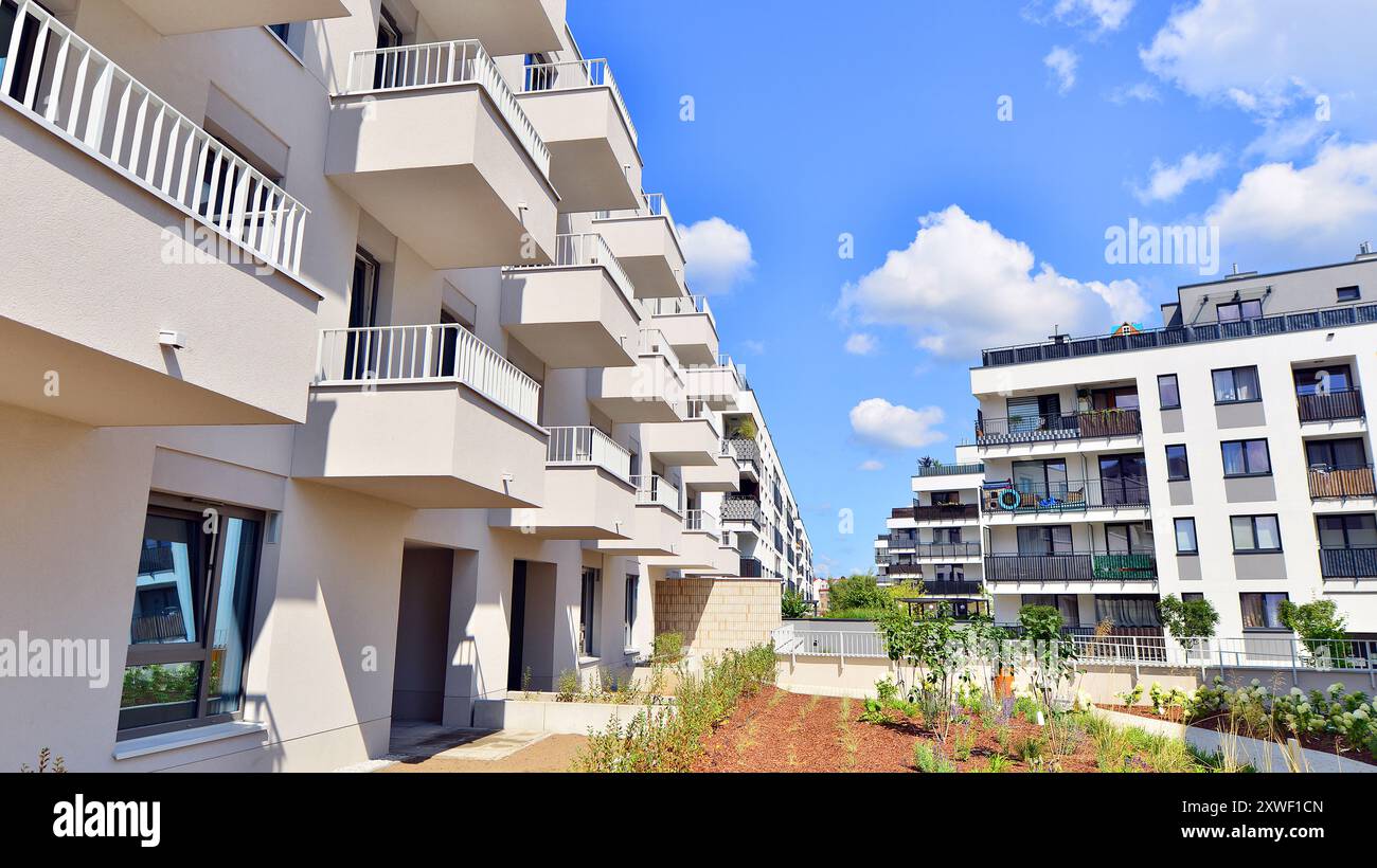 Modern architecture of urban residential apartment buildings on a sunny ...